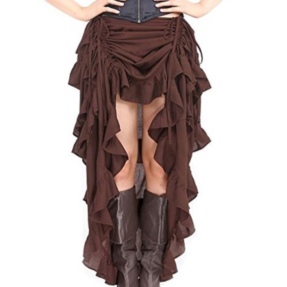 Skirts | Steampunk Brown Ruffle Skirt | Poshmark